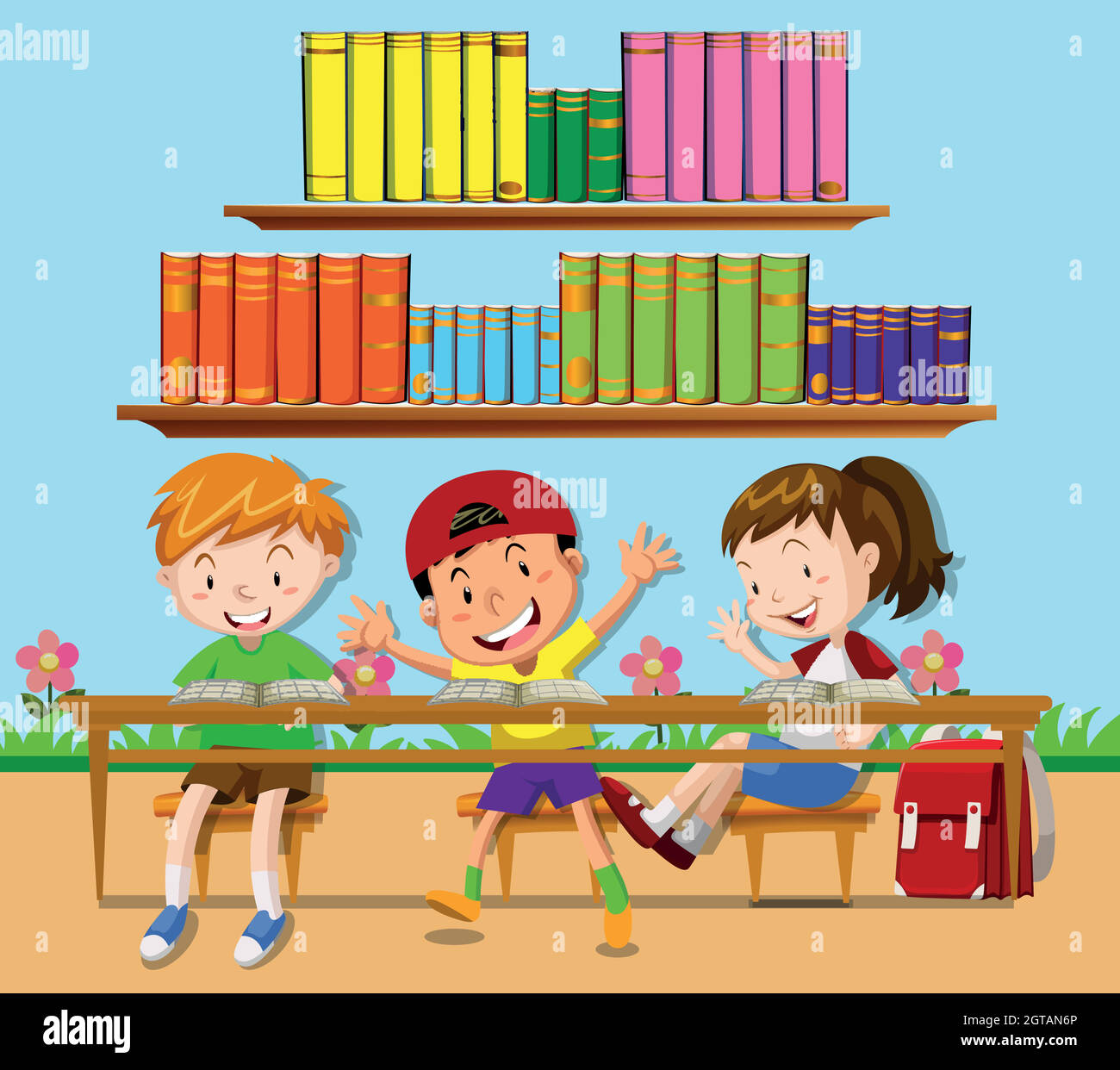 Three students leaning in classroom Stock Vector Image & Art - Alamy