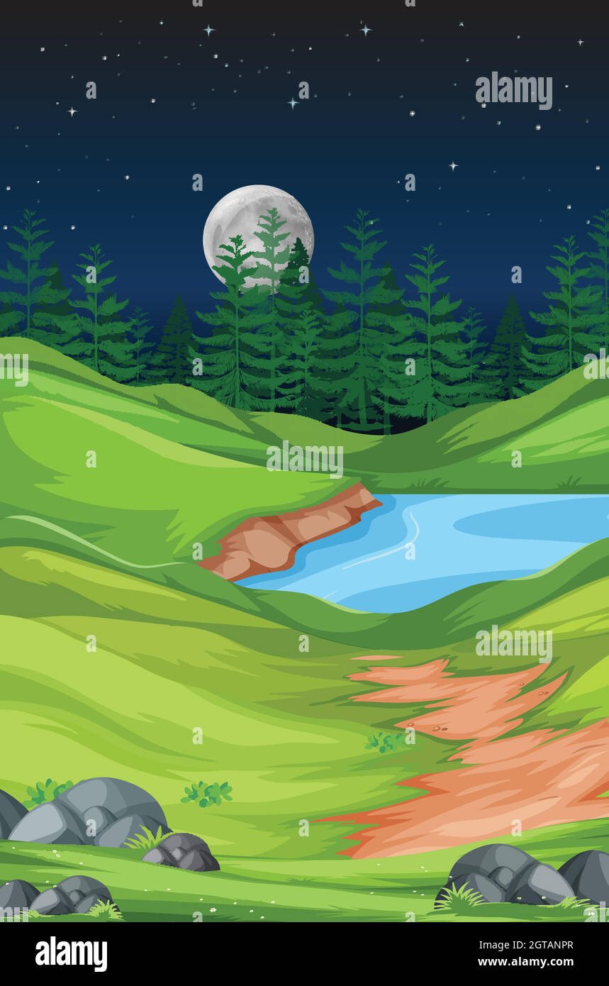Nature landscape at night Stock Vector Image & Art - Alamy