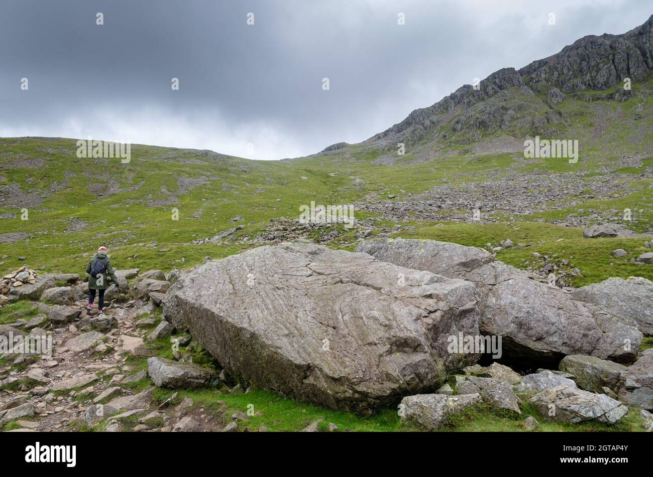 Climbing Scafell Pike Which Is The Tallest Mountain In England Stock ...