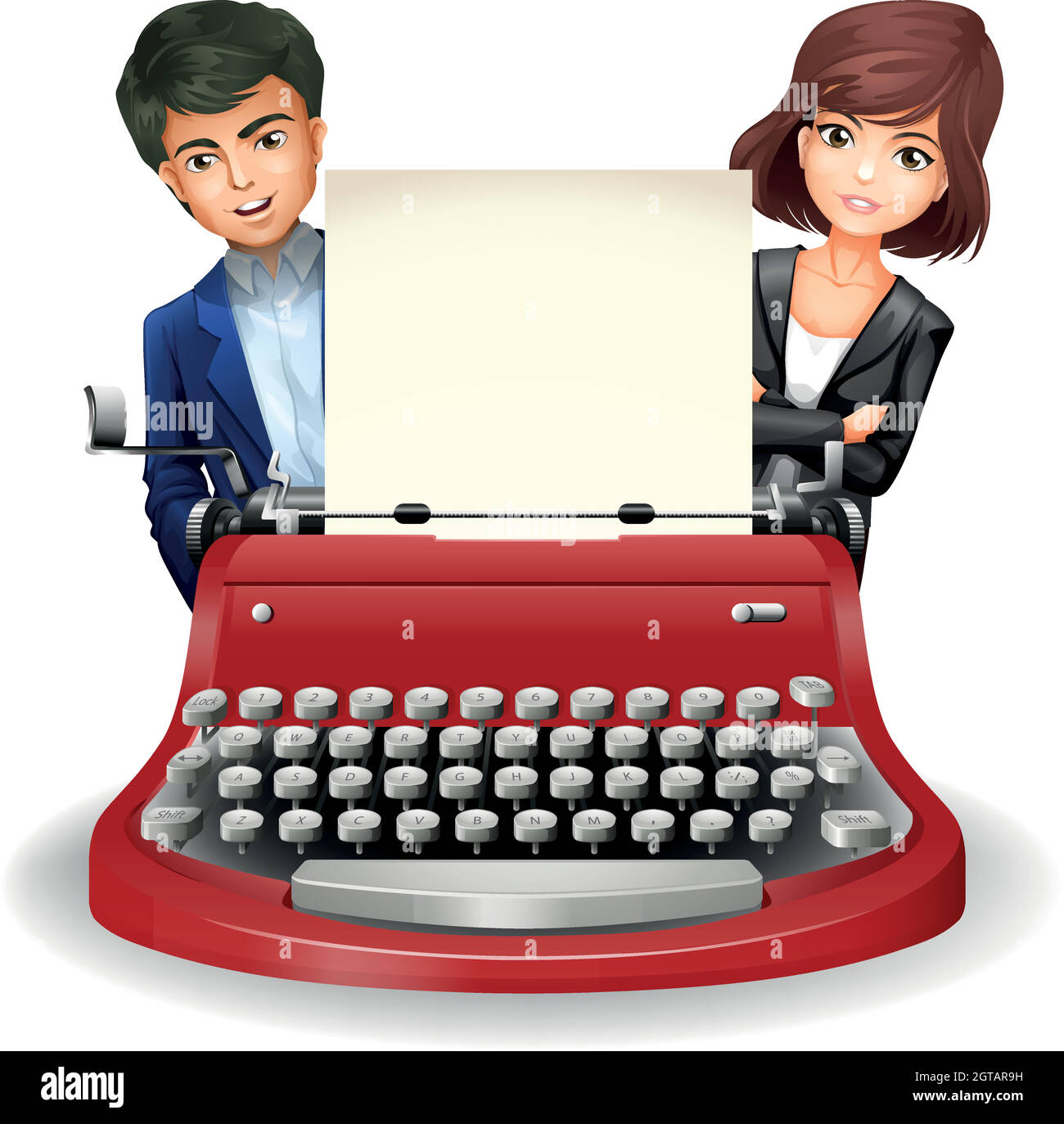 Woman typing typewriter Stock Vector Images - Alamy