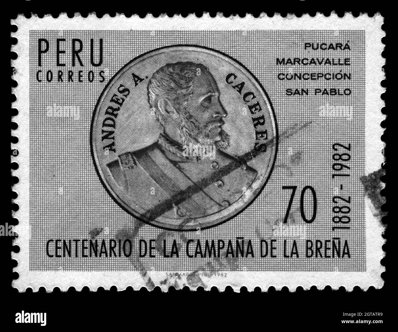Peru postage stamp Black and White Stock Photos & Images - Alamy
