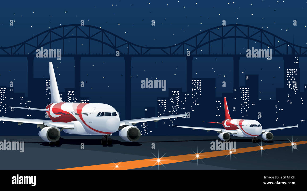 Two airplanes on runway Stock Vector Image & Art - Alamy