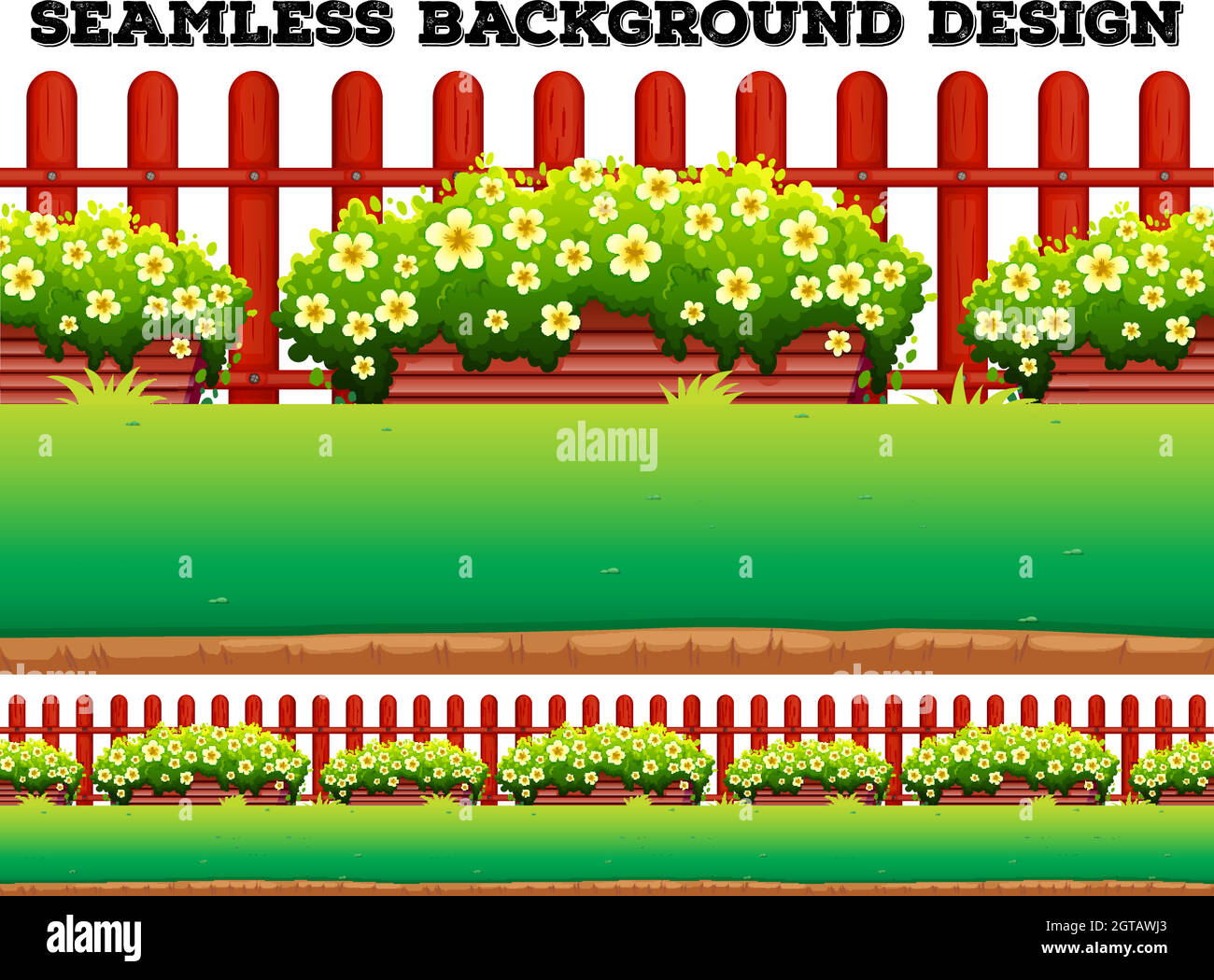 Garden background with flowers and lawn Stock Vector Image & Art - Alamy