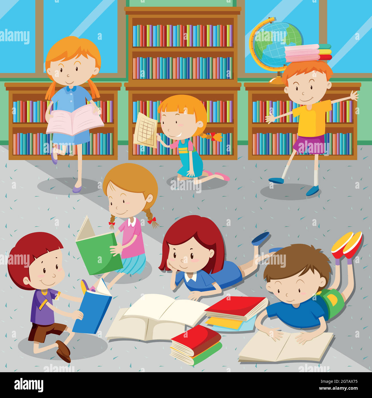 Students Reading Books Clip Art