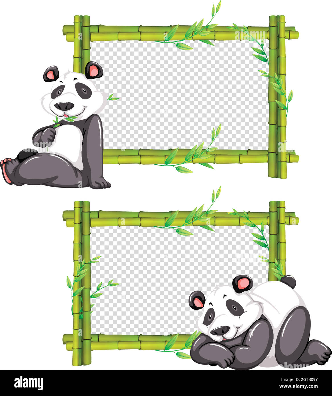 Two bamboo frames with cute panda Stock Vector Image & Art - Alamy
