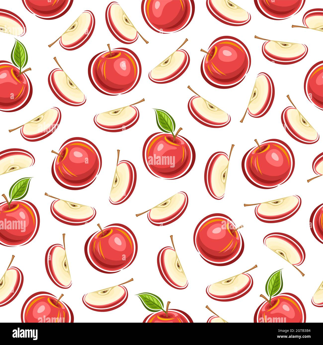 Vector Apple Seamless Pattern, square repeating background of whole and ...