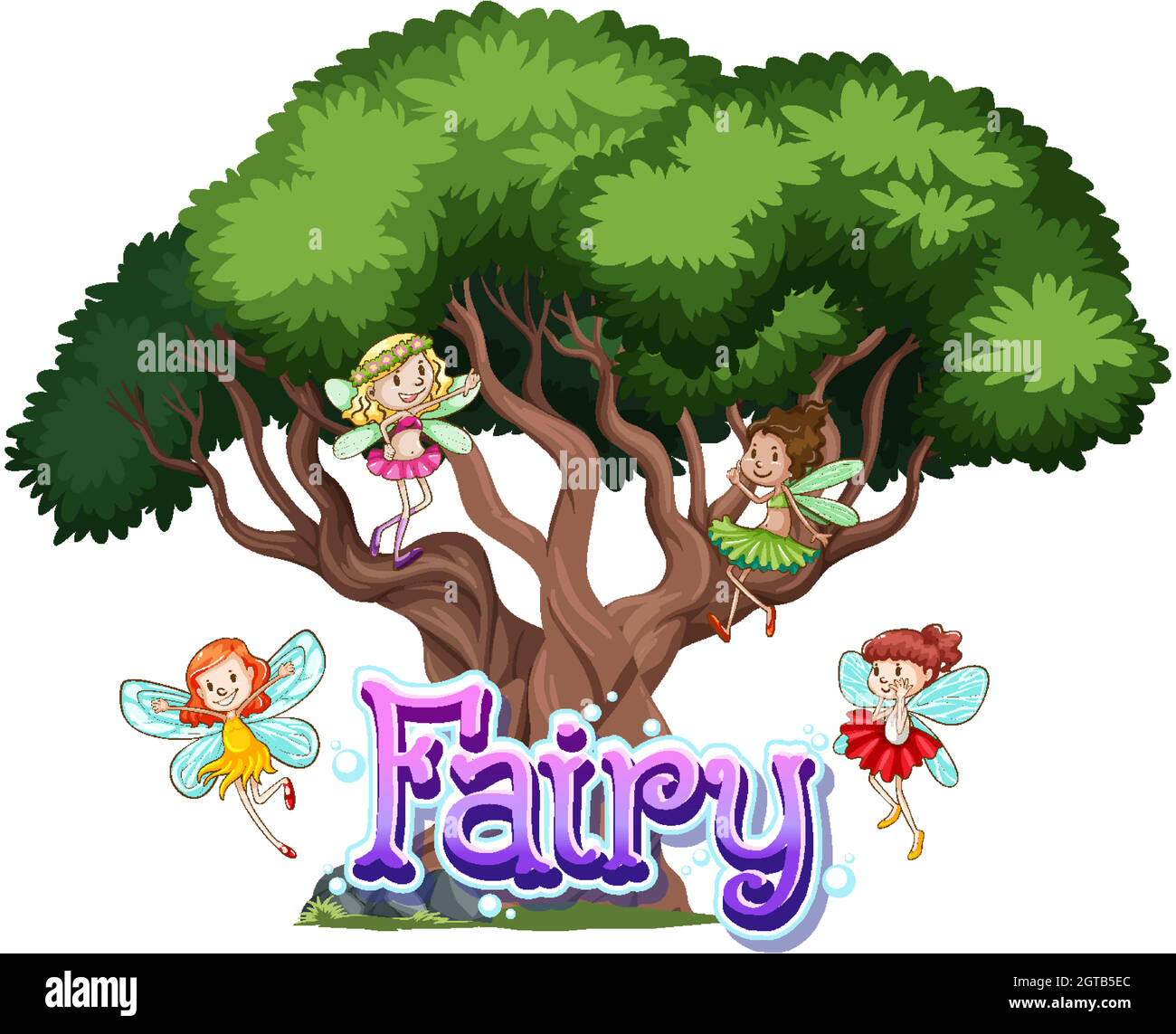 Fairy logo with little fairies on white background Stock Vector Image ...