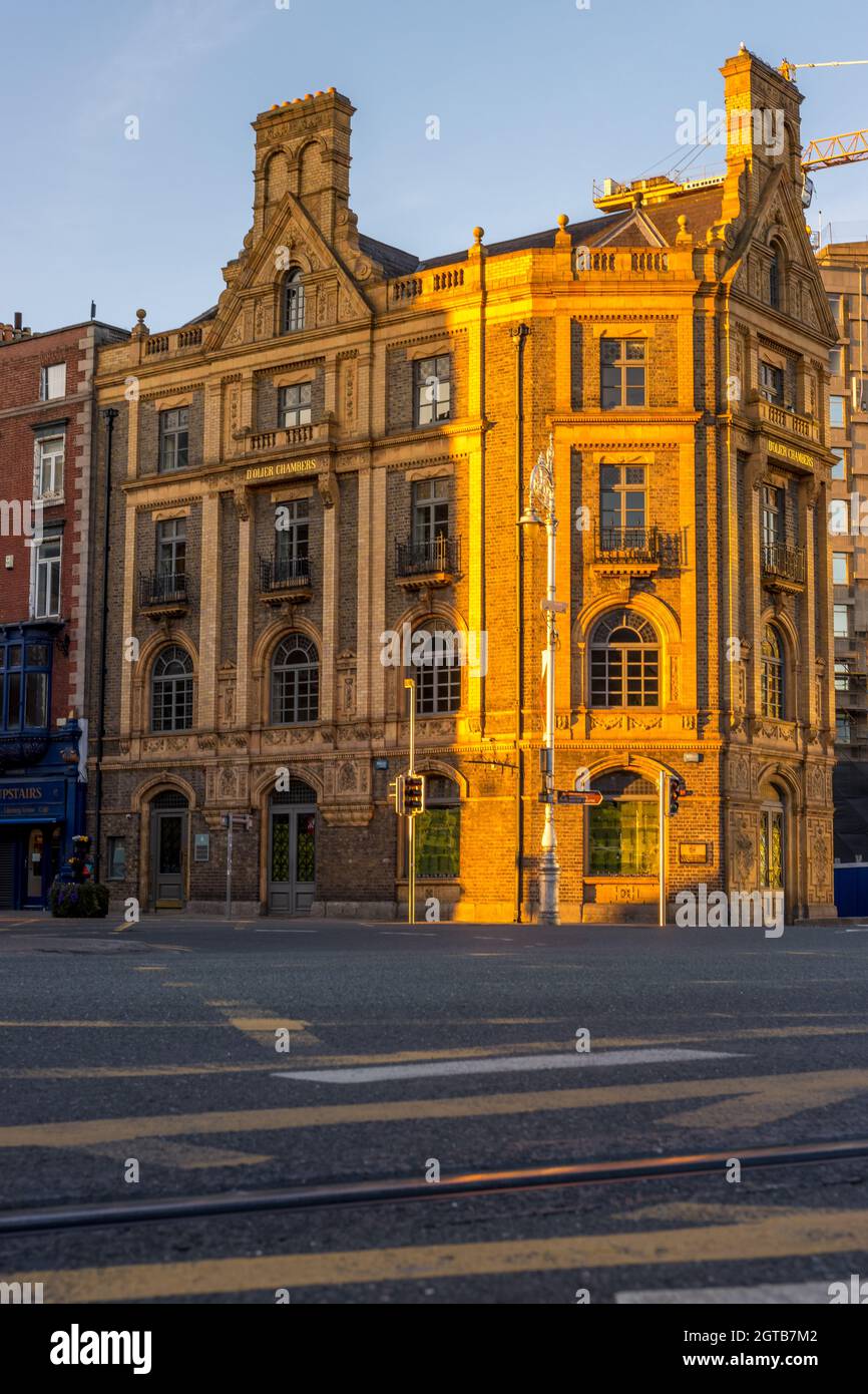 DUBLIN, IRELAND - Mar 17, 2021: A side view of The D'Olier Chambers ...
