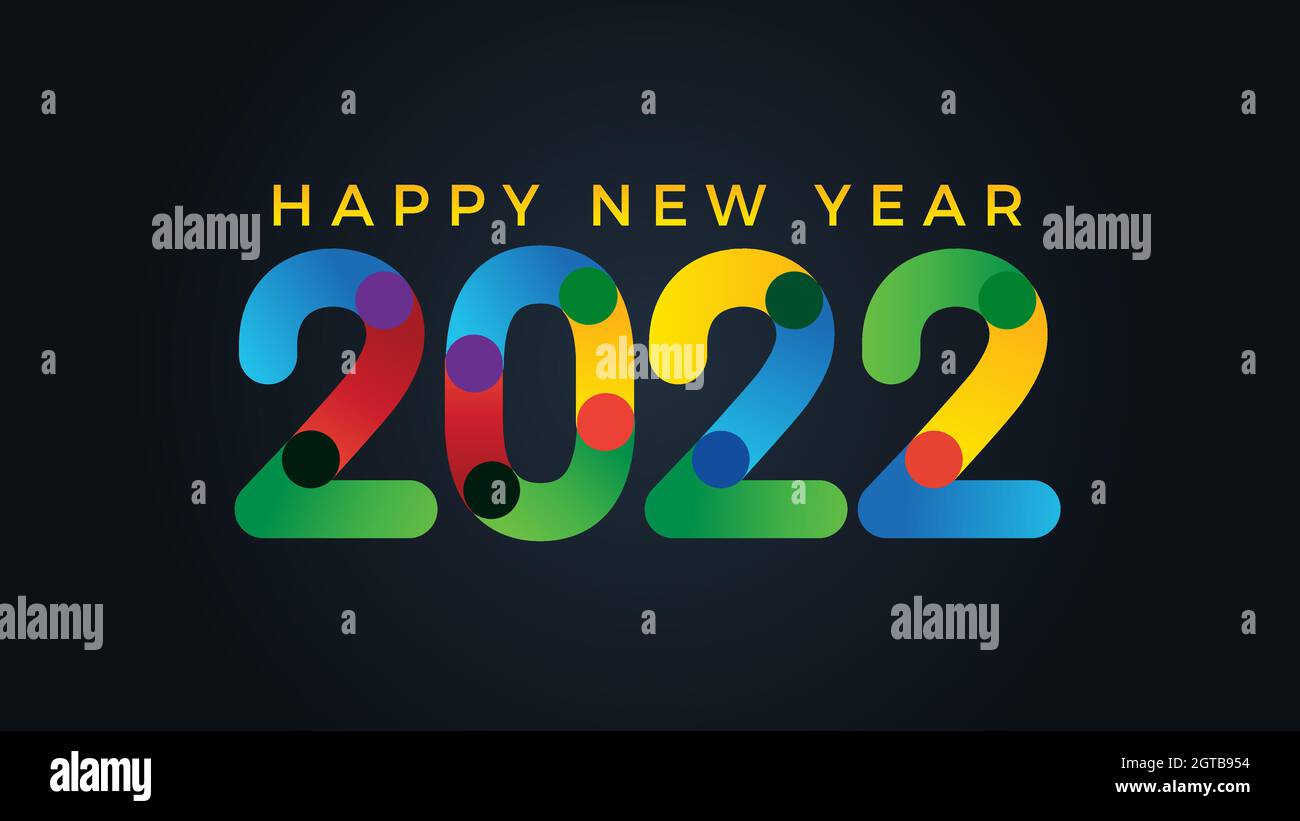 Happy new year 2022 colorful text. 2022 number vector suitable design ...