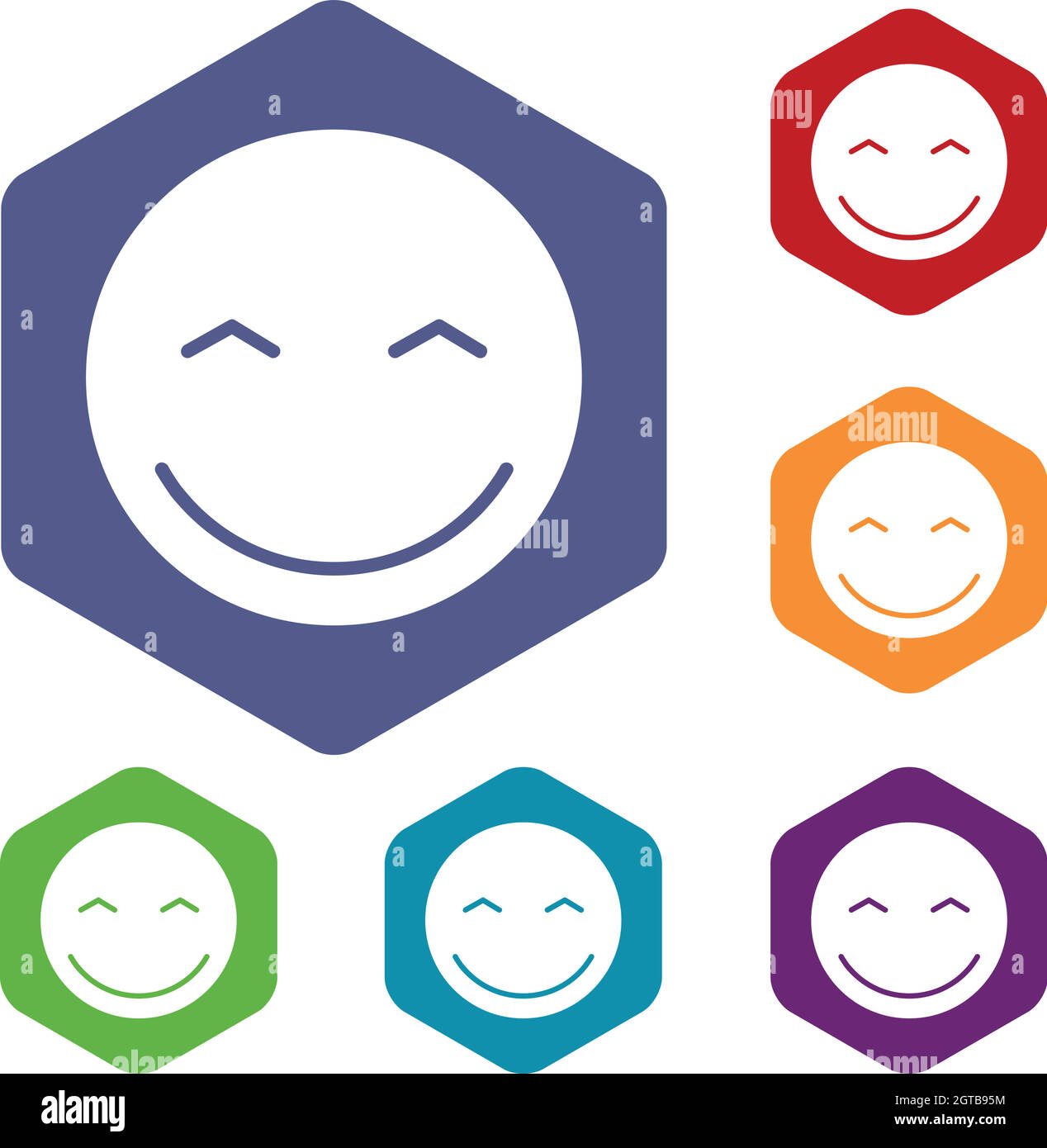Smiling emoticon icons set Stock Vector Image & Art - Alamy