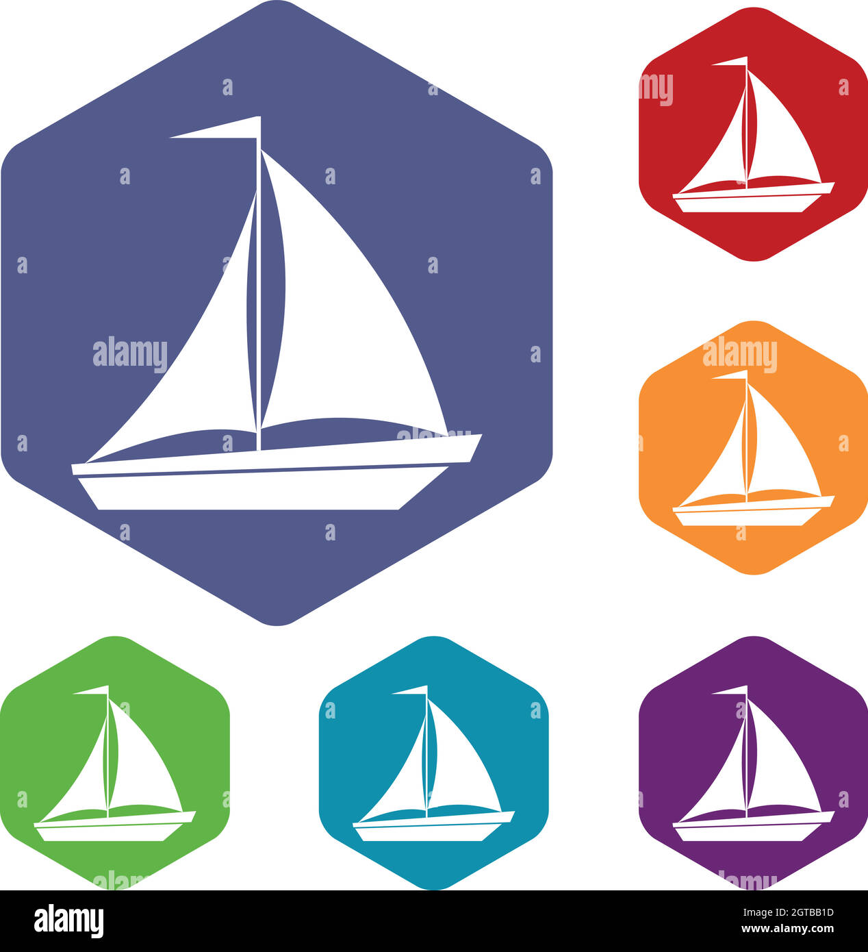 Boat with sails icons set Stock Vector Image & Art - Alamy