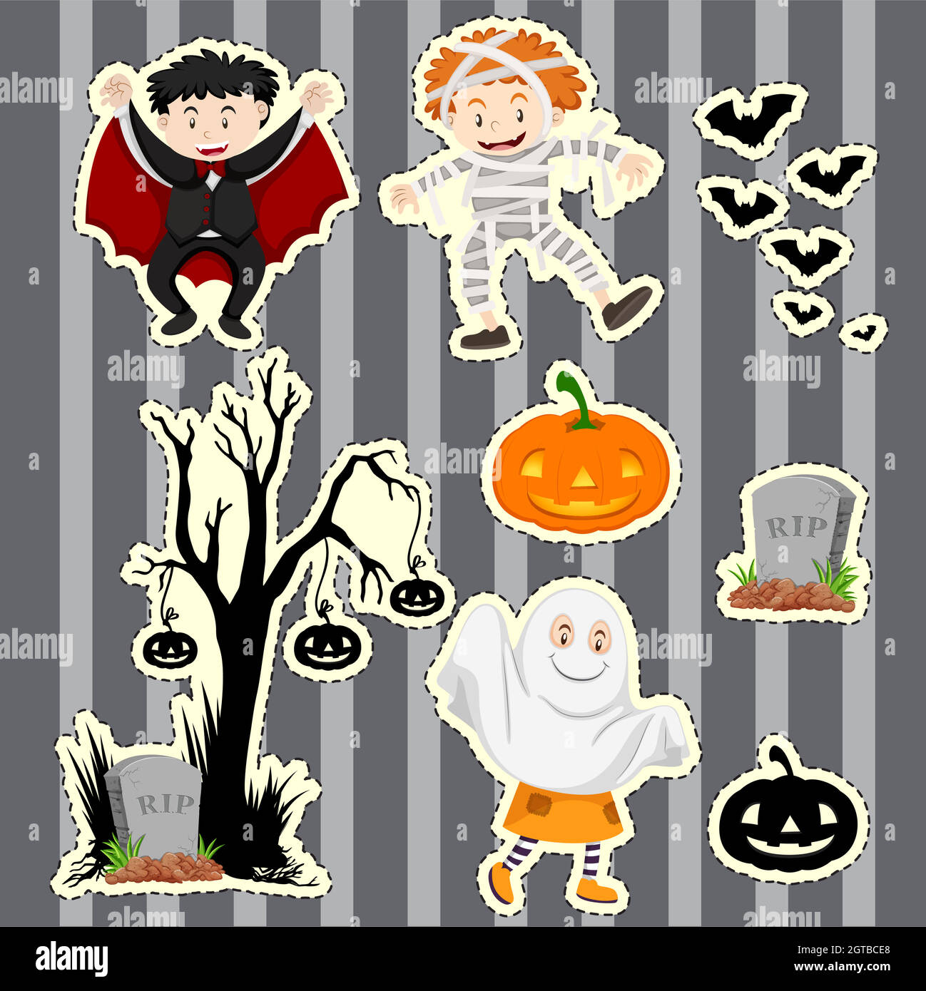 Sticker set for kids in halloween costumes Stock Vector Image & Art - Alamy