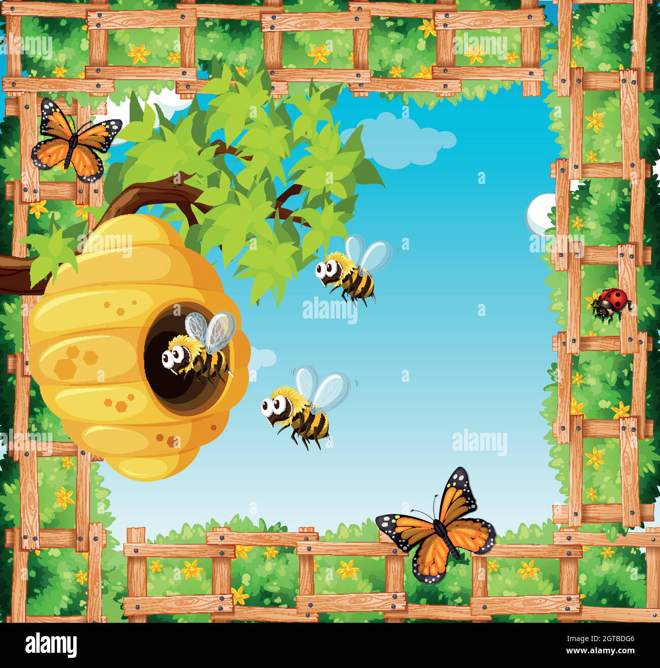 Bees fly around hive Stock Vector Images - Alamy