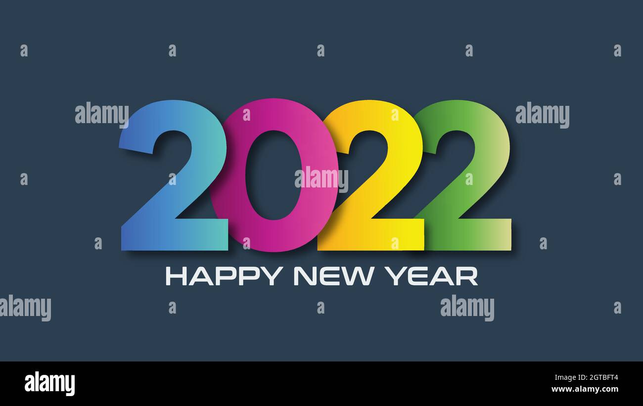 Happy new year 2022 colorful text. 2022 number vector suitable design ...