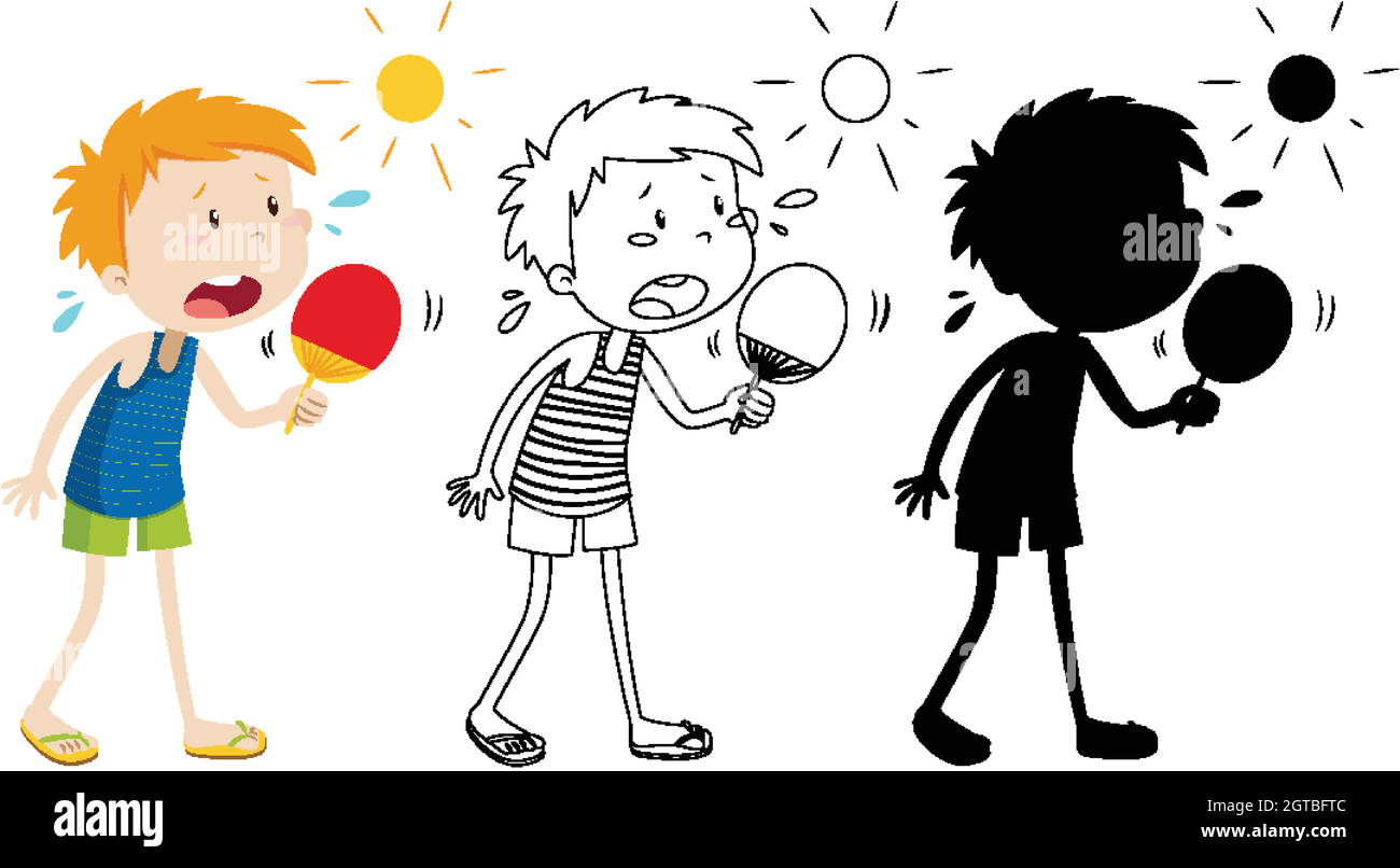 Boy in summer weather with its outline and silhouette Stock Vector ...