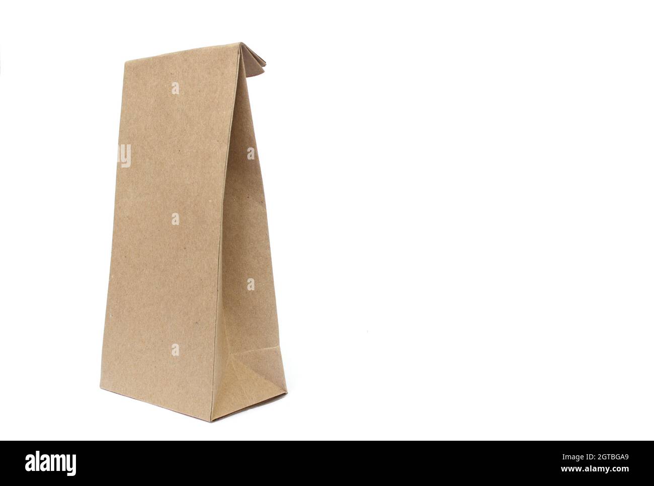 Brown paper craft bag packaging template isolated on white background ...