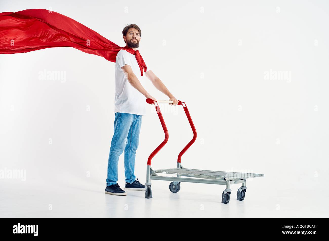 Man supermarket Lifestyle fun light background Stock Photo - Alamy