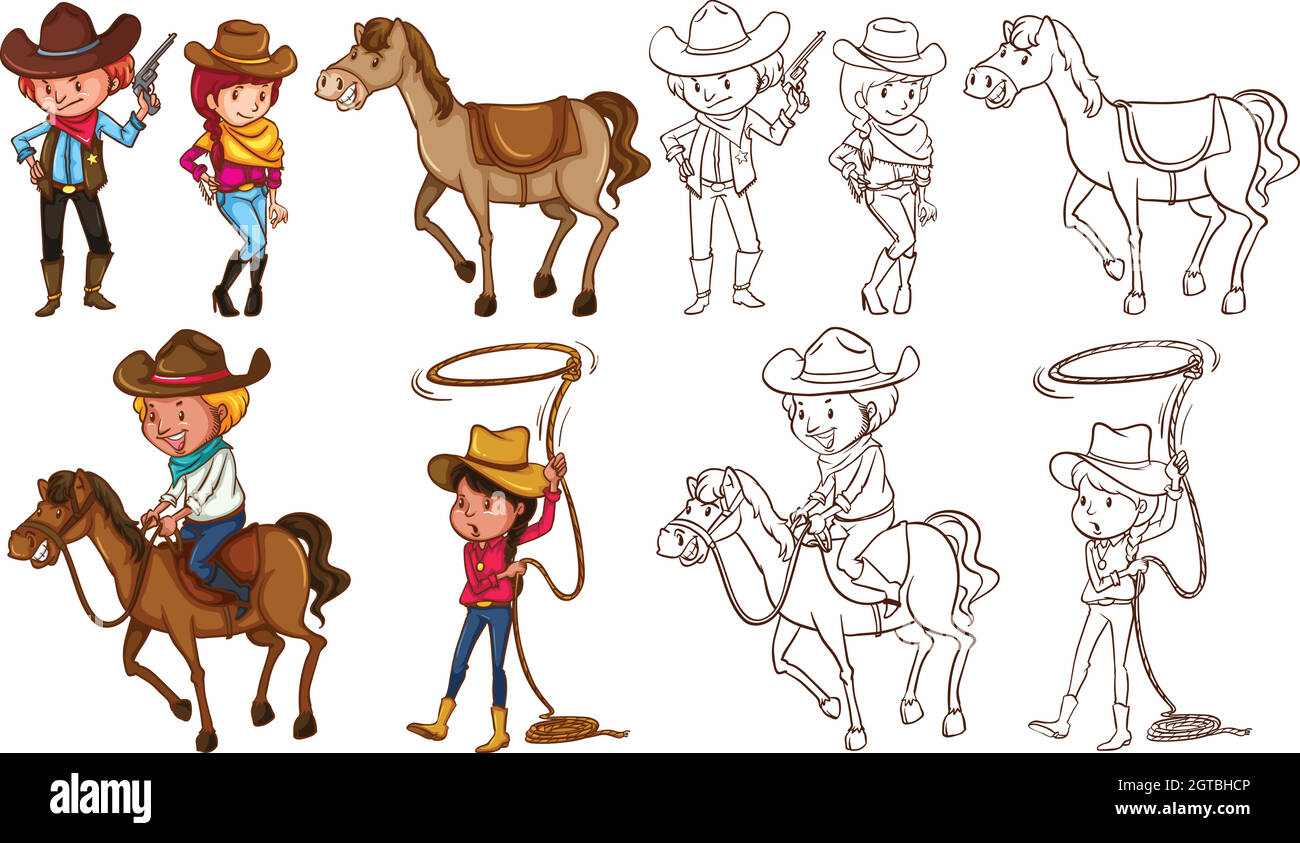 Horse in white line Stock Vector Images - Alamy