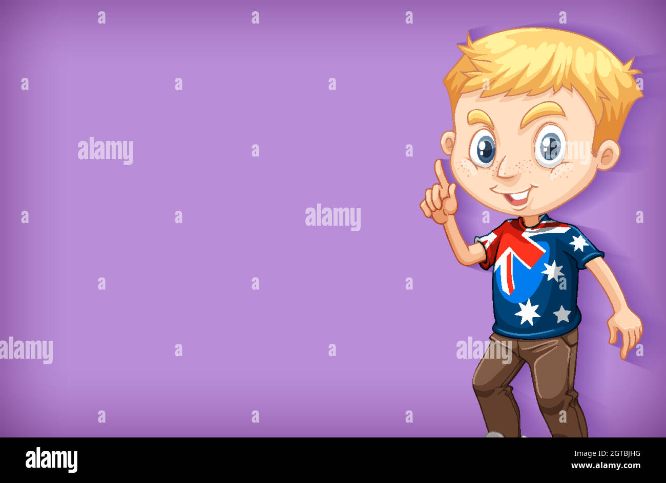 Background template design with plain color wall and happy boy Stock ...