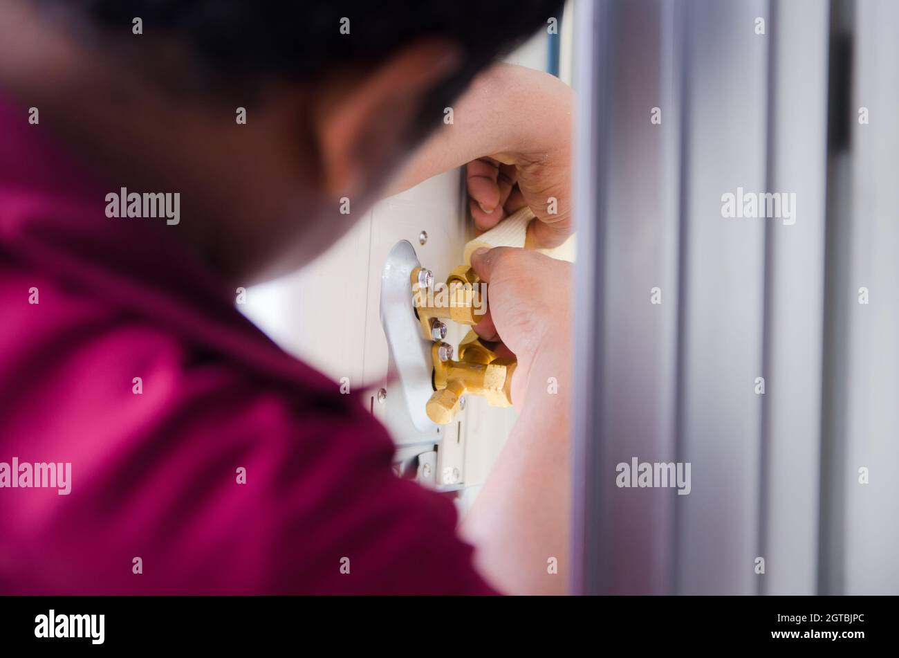 Man opening door rear view hi-res stock photography and images - Alamy