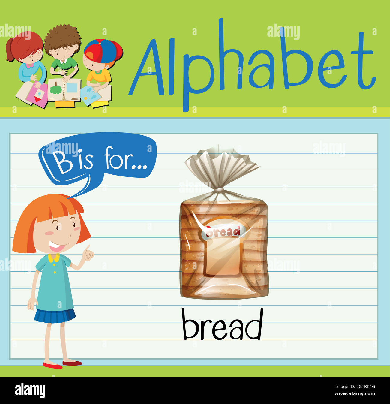 Flashcard letter B is for bread Stock Vector Image & Art - Alamy