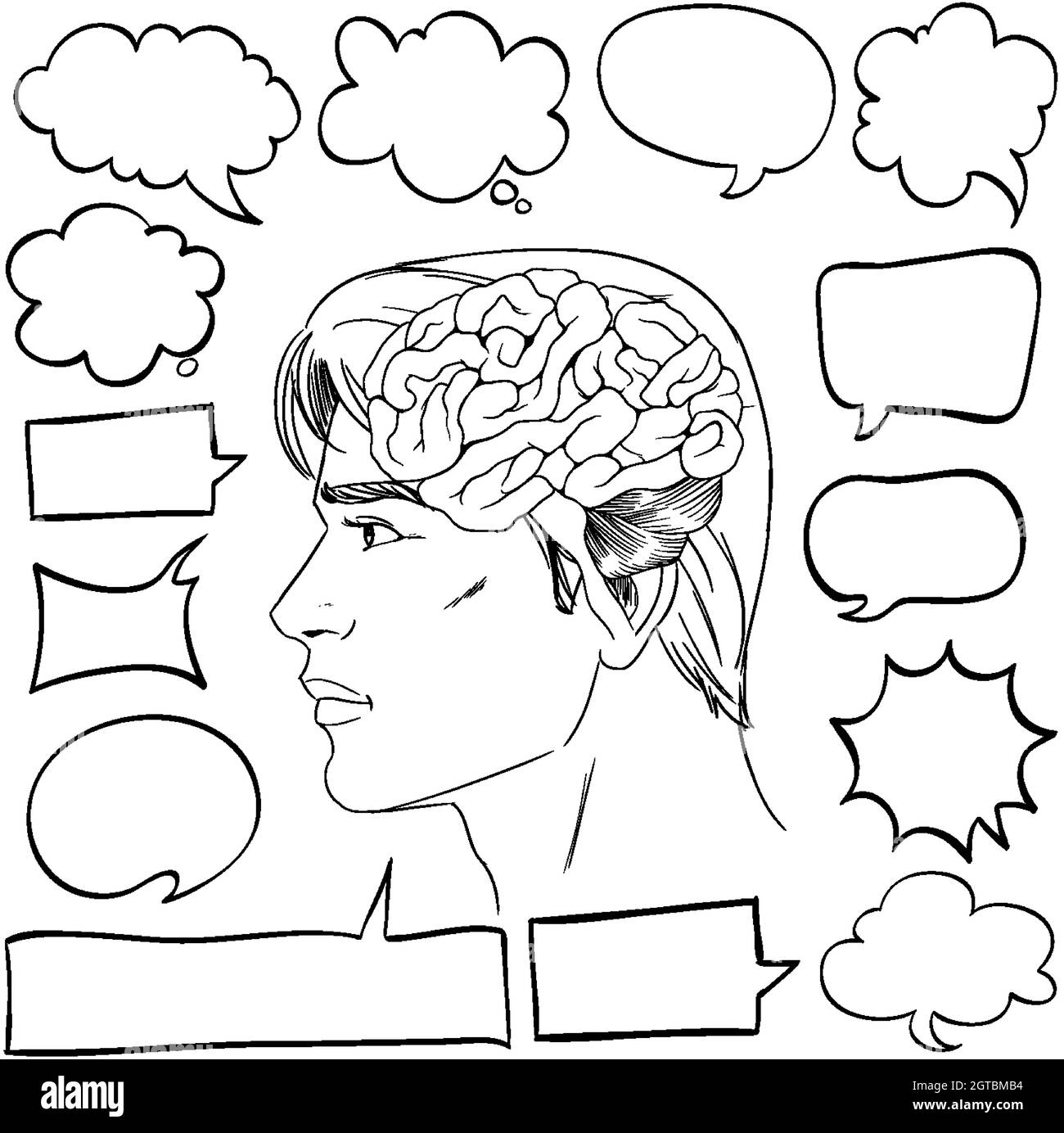 Cartoon male head speech Stock Vector Images - Alamy