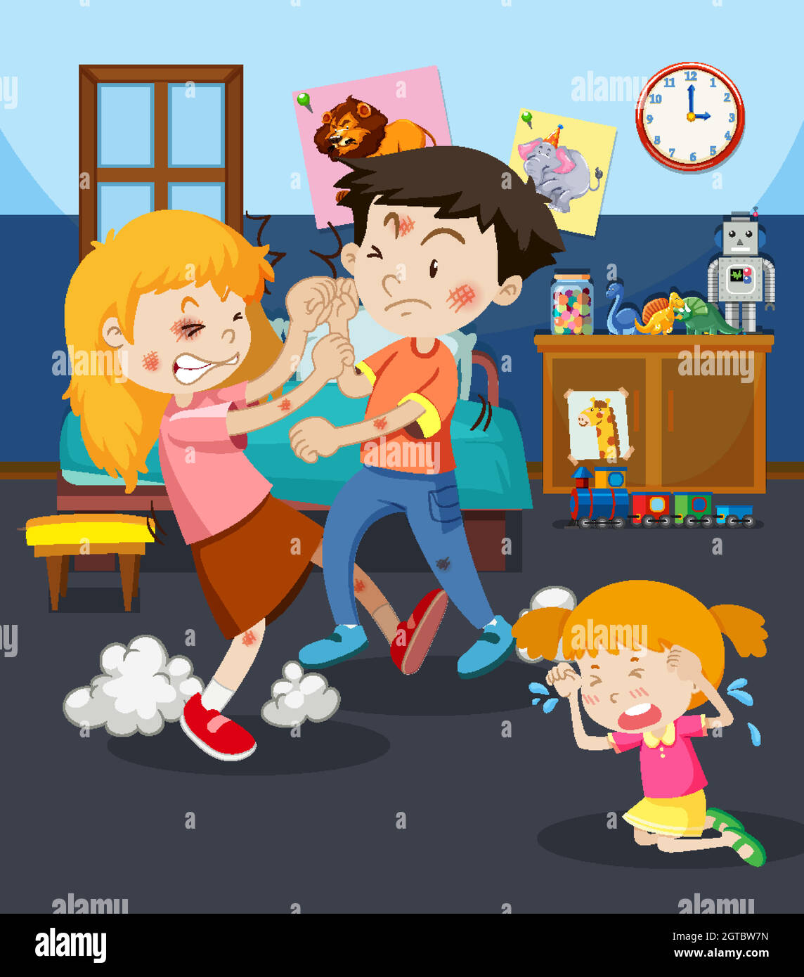 Domestic violence scene with people fighting Stock Vector Image & Art ...