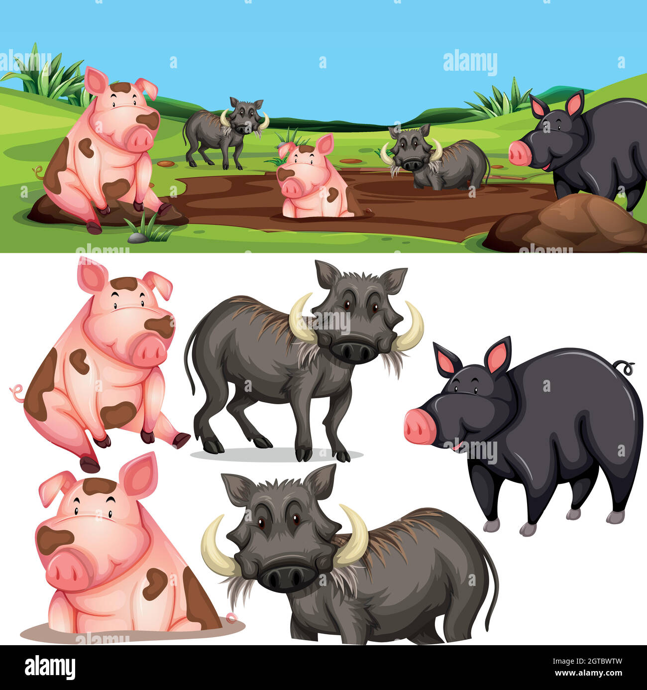 Warthog in the wild Stock Vector Images - Alamy