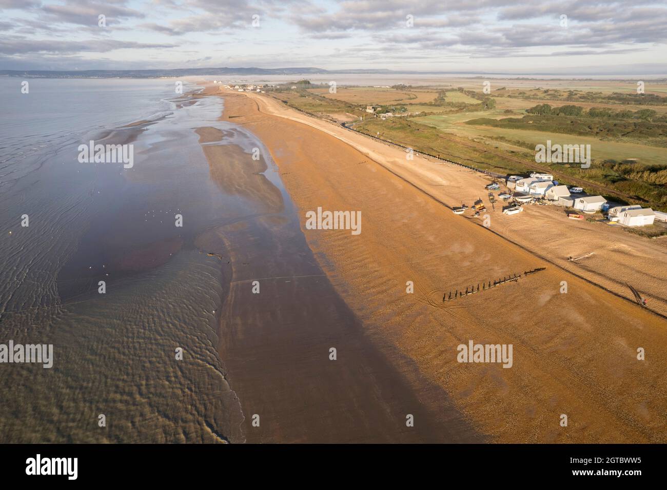 aerial view of the shingle beach at cooden bay near bexhill east sussex ...