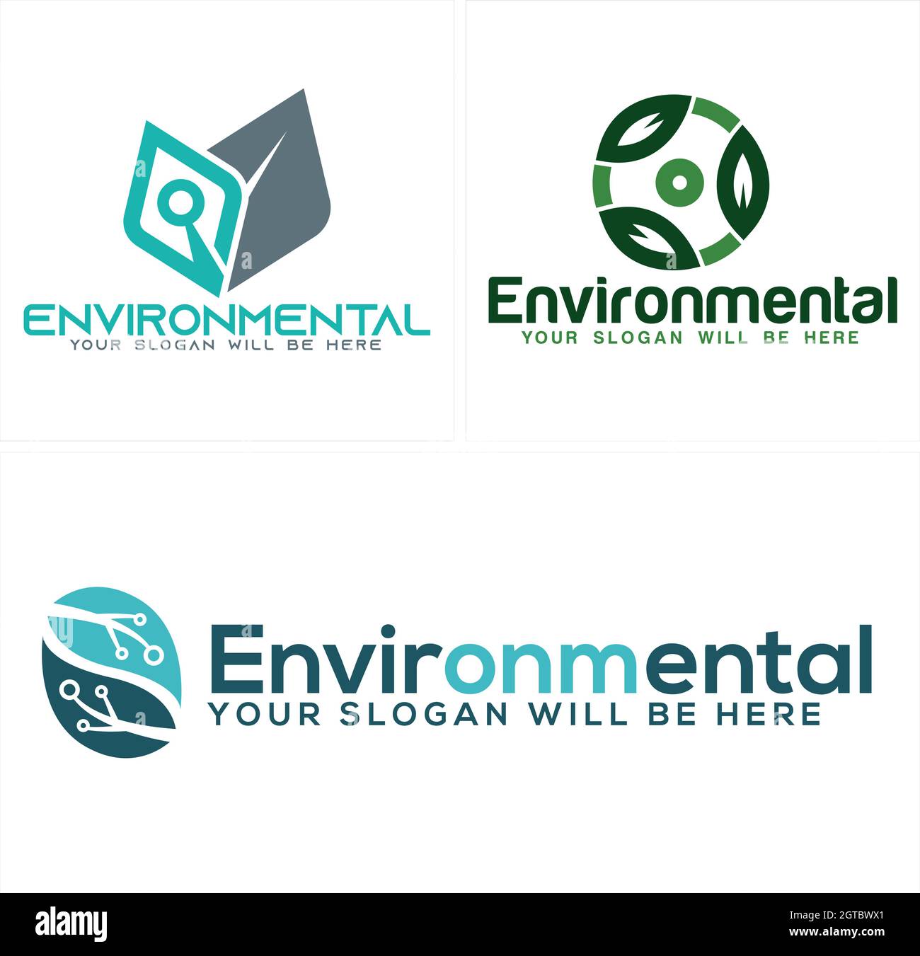 Environmental leaf circuit tech logo design Stock Vector Image & Art ...