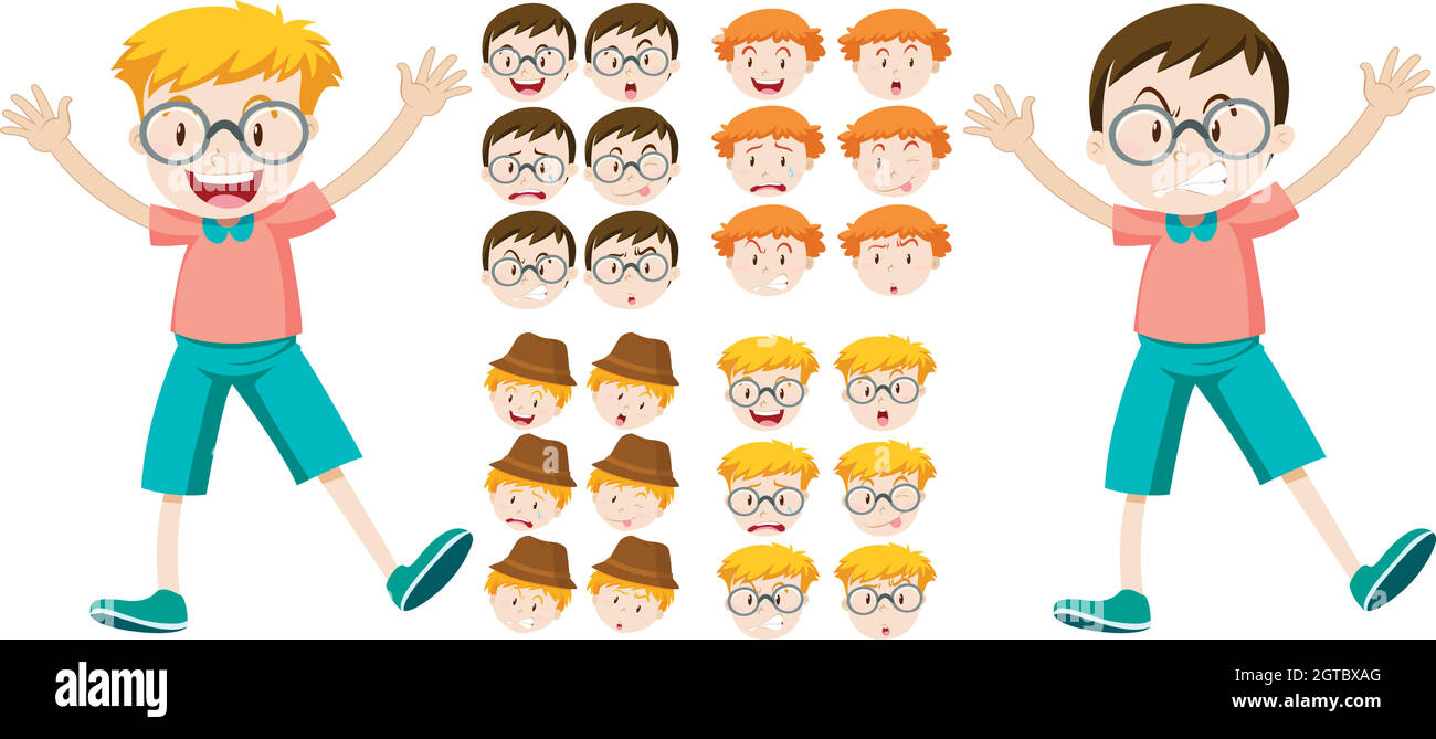 Little boys with facial expressions Stock Vector Image & Art - Alamy