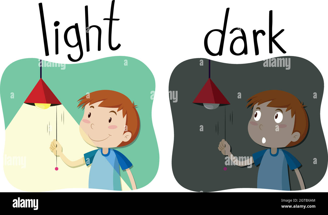 Opposite adjectives light and dark Stock Vector Image & Art - Alamy