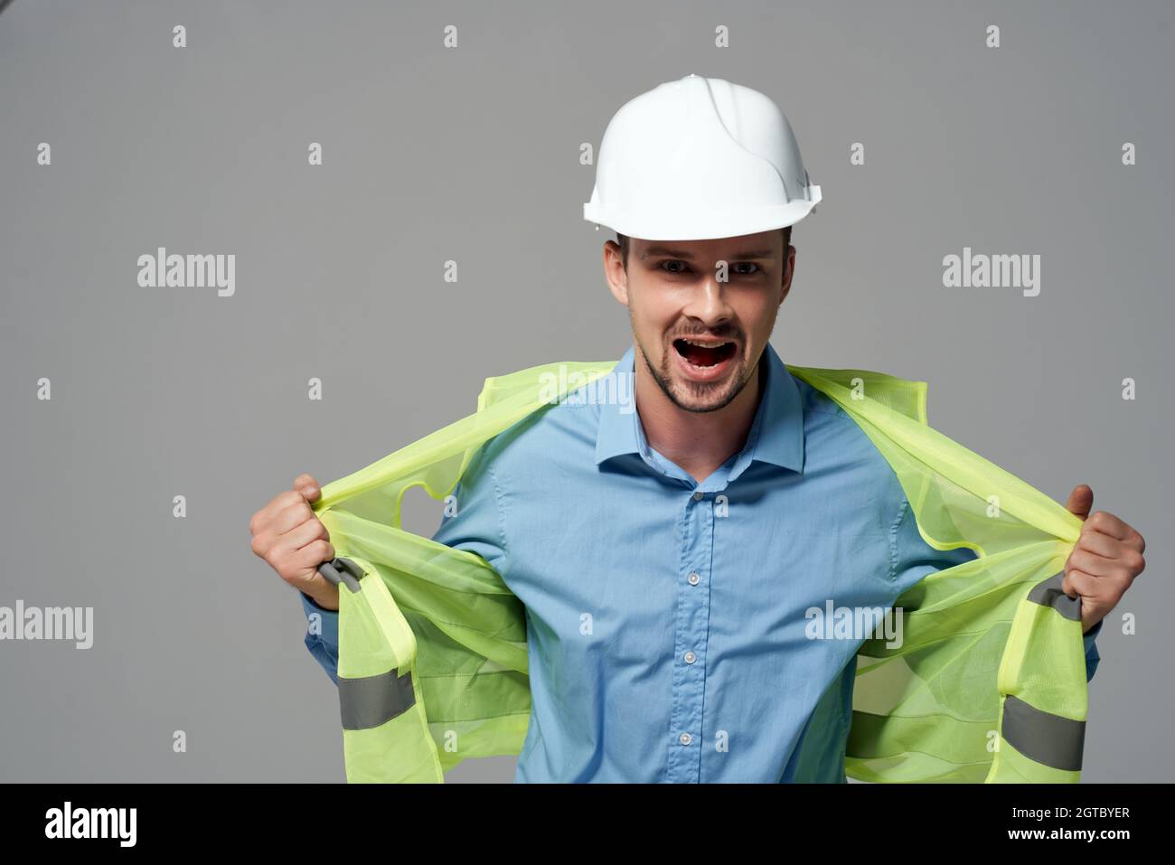 male builders protection Working profession light background Stock ...