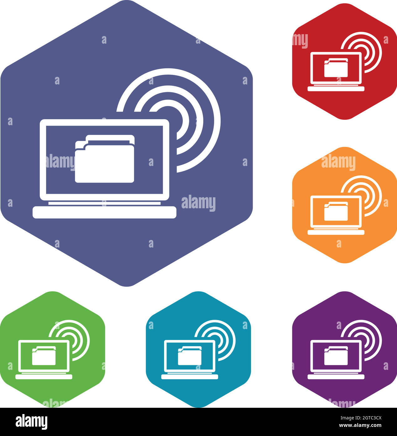 Laptop and and wireless icons set Stock Vector Image & Art - Alamy