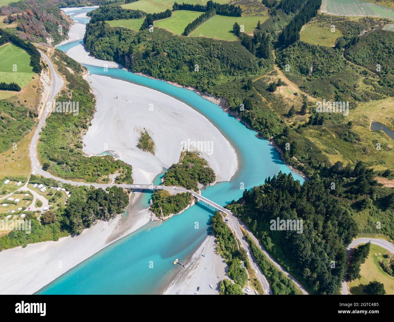 Aerial View Of River Flowing On Landscape Stock Photo - Alamy