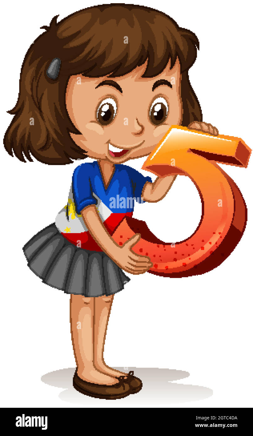 Asian girl holding math number five Stock Vector Image & Art - Alamy
