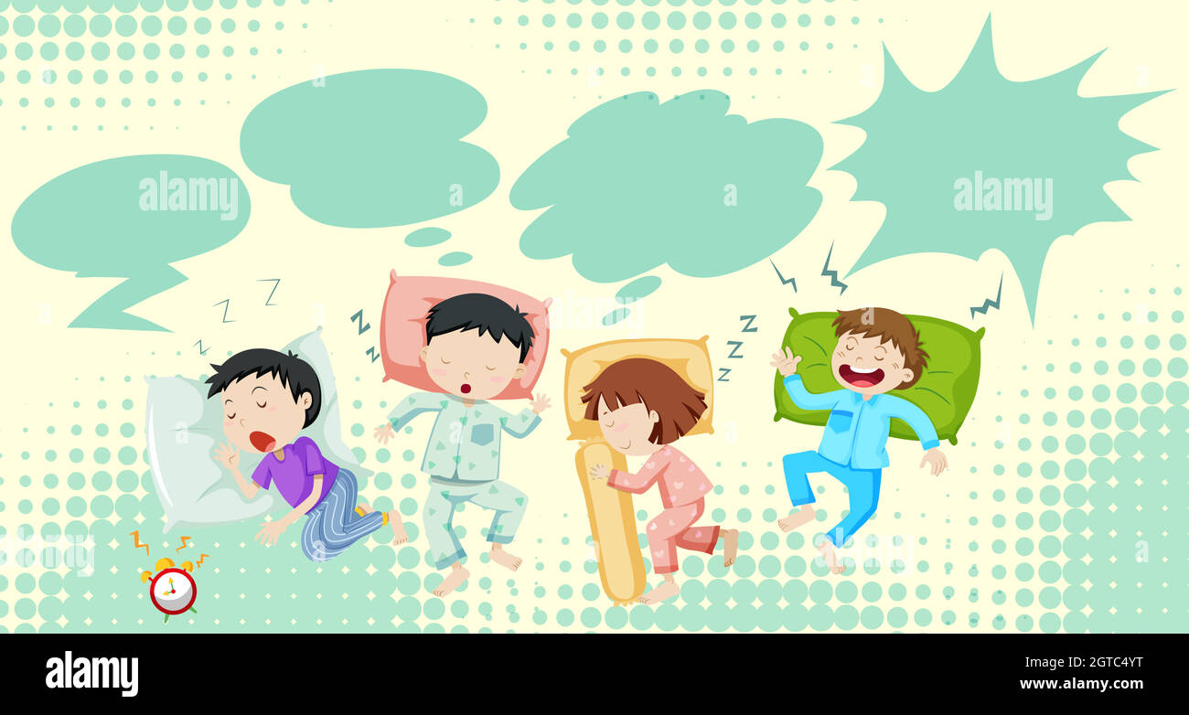 Children sleeping in bed Stock Vector Image & Art - Alamy