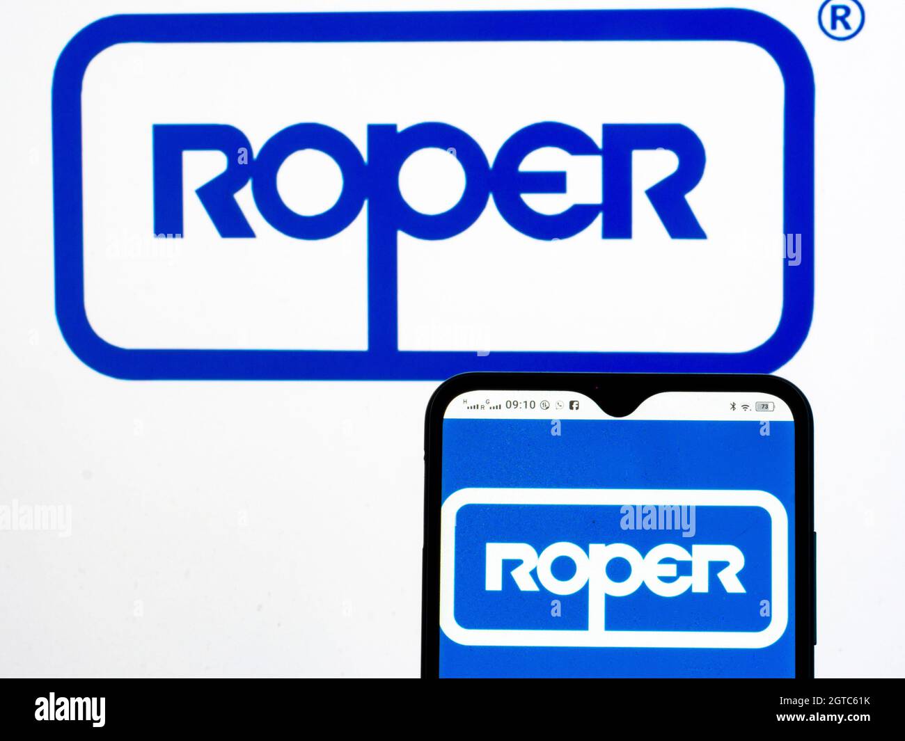 Ukraine. 02nd Oct, 2021. In this photo illustration Roper Technologies ...