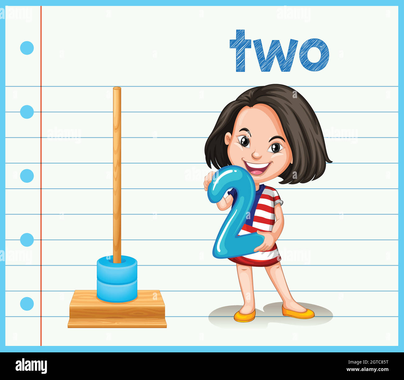 A girl holding number two Stock Vector Image & Art - Alamy