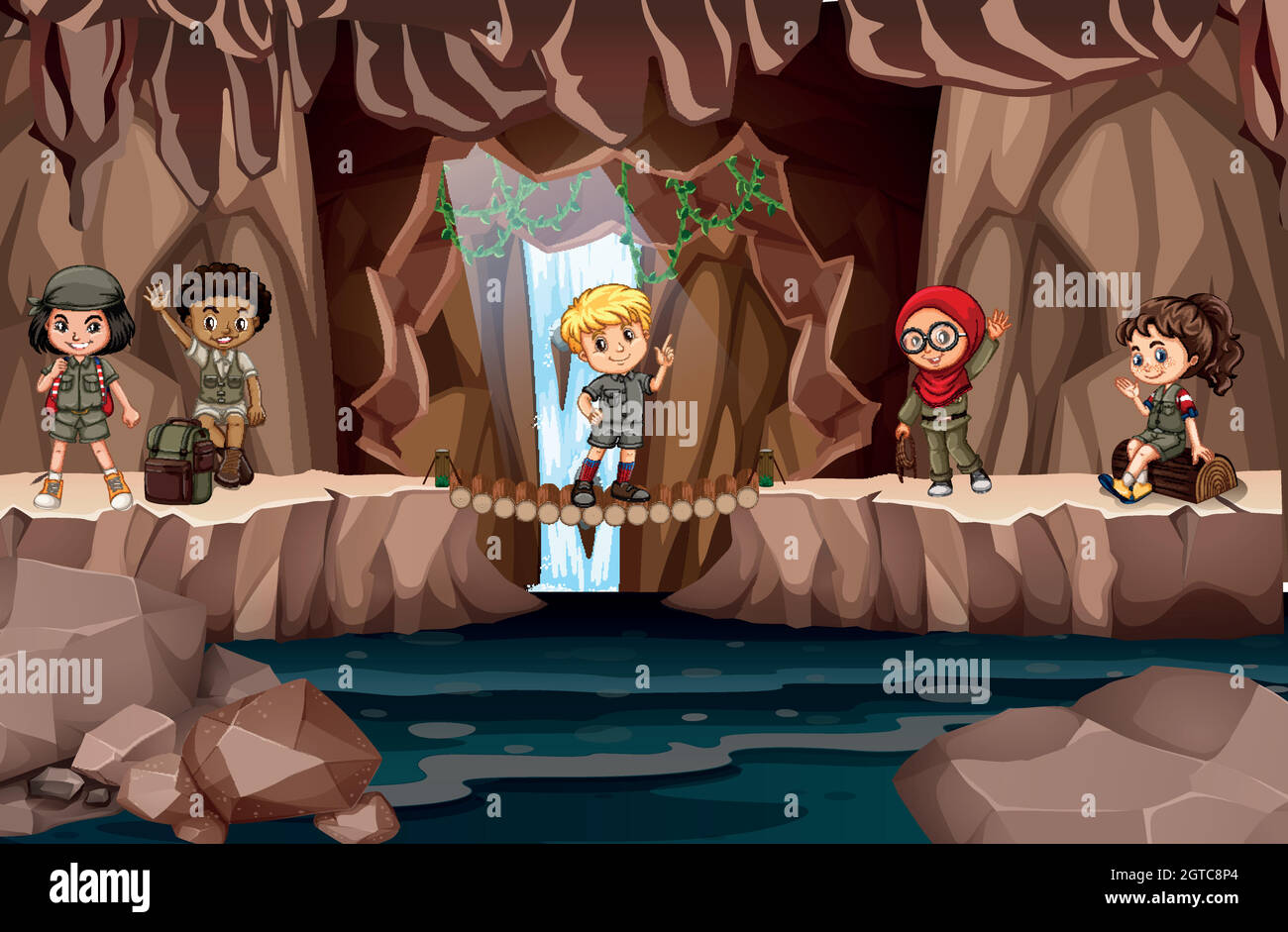 Multicultural kids in the cave Stock Vector Image & Art - Alamy