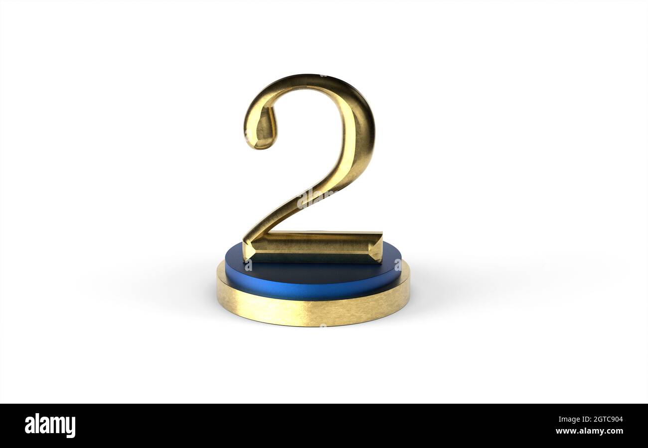 3D rendering of number 2 isolated on a white background- 2nd place ...