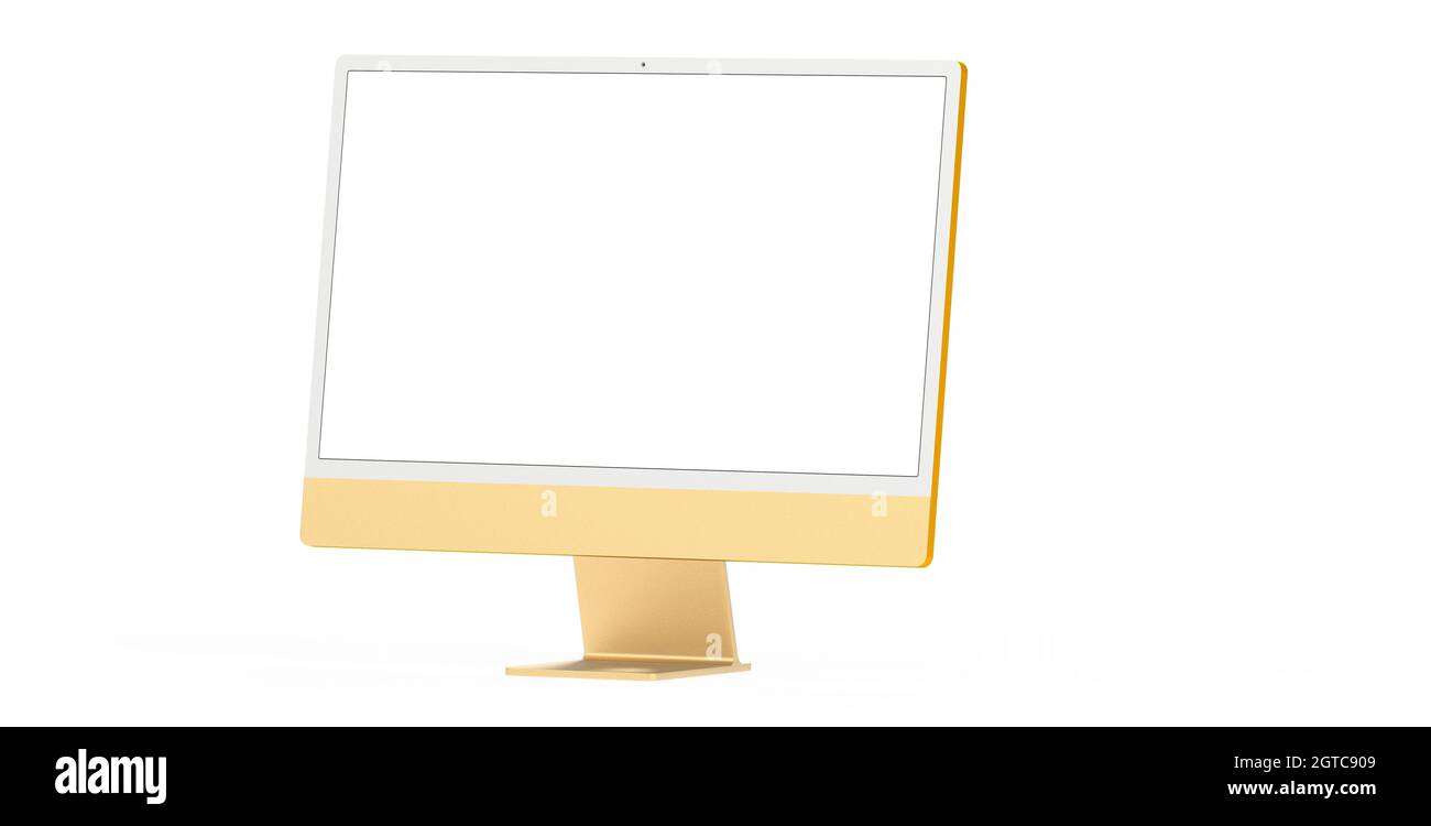3D rendering of blank screen desktop computer isolated on a white ...