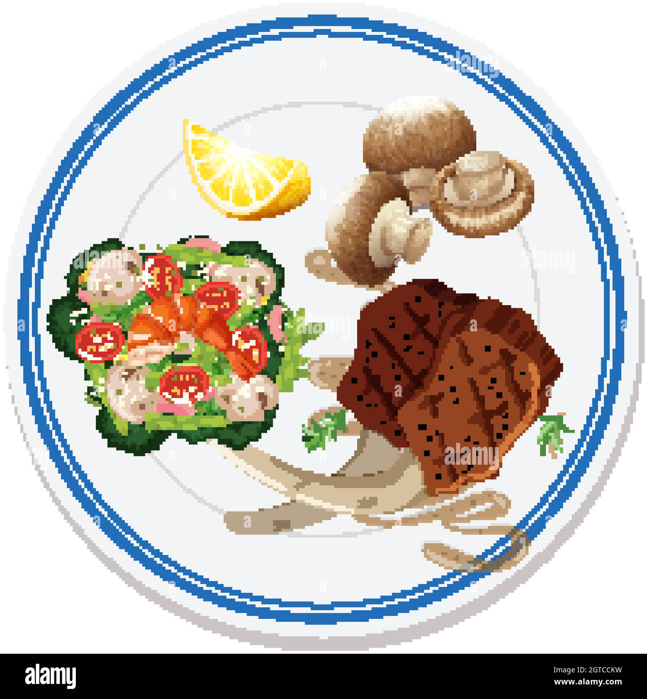 Aerial view of food on plate Stock Vector Image & Art - Alamy