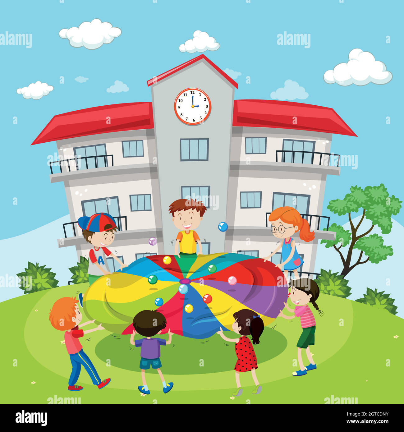 School (children playing) outside Stock Vector Images - Alamy