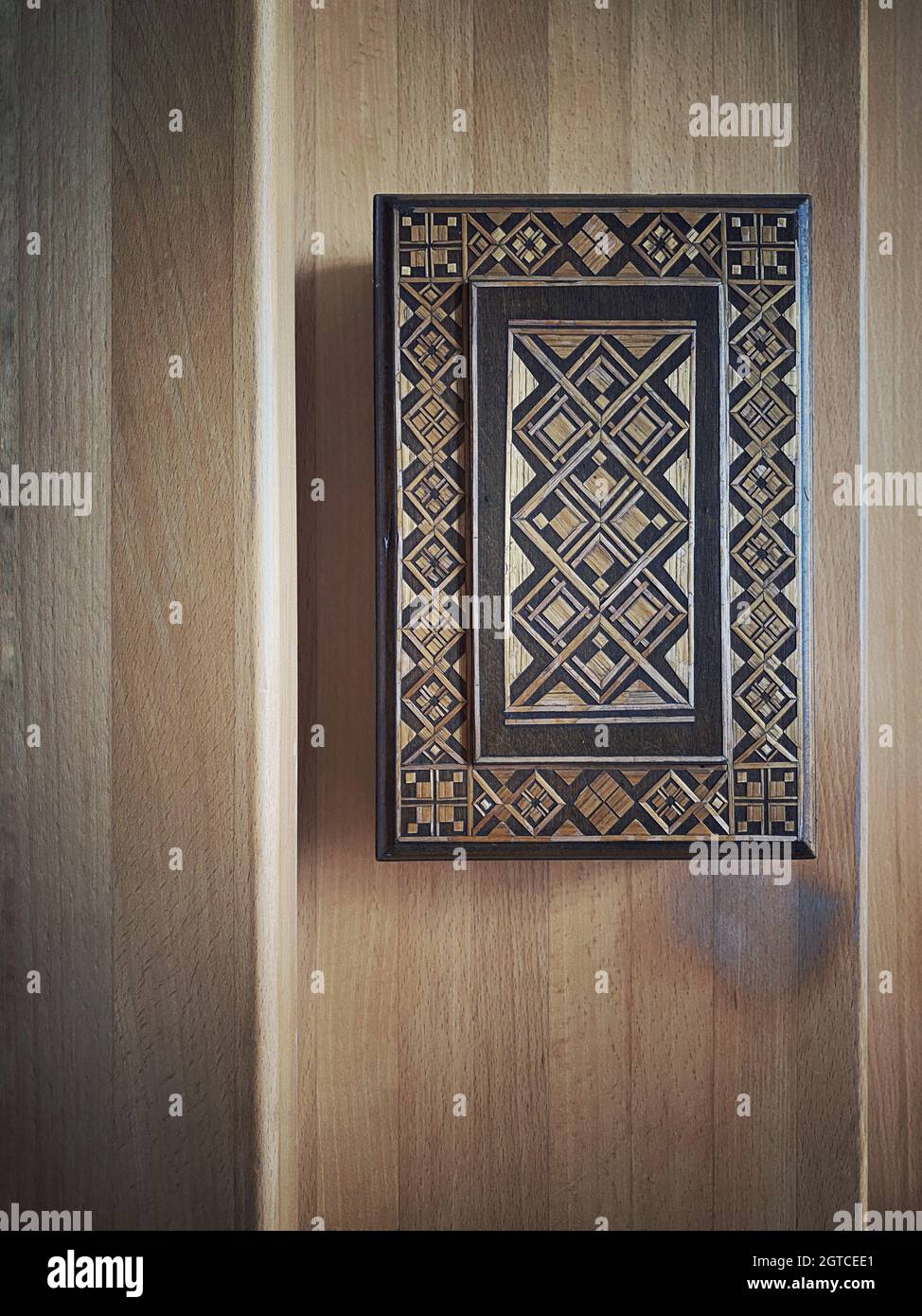 Handmade wooden closed carved box. Patterns of Russian culture in the ...