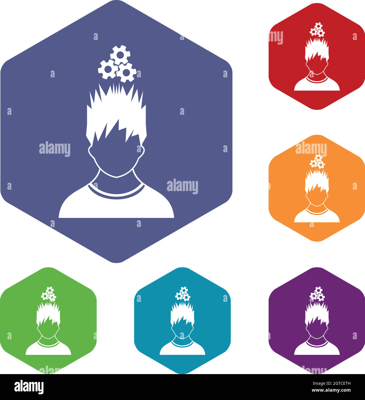 Head profile human gears Stock Vector Images - Alamy