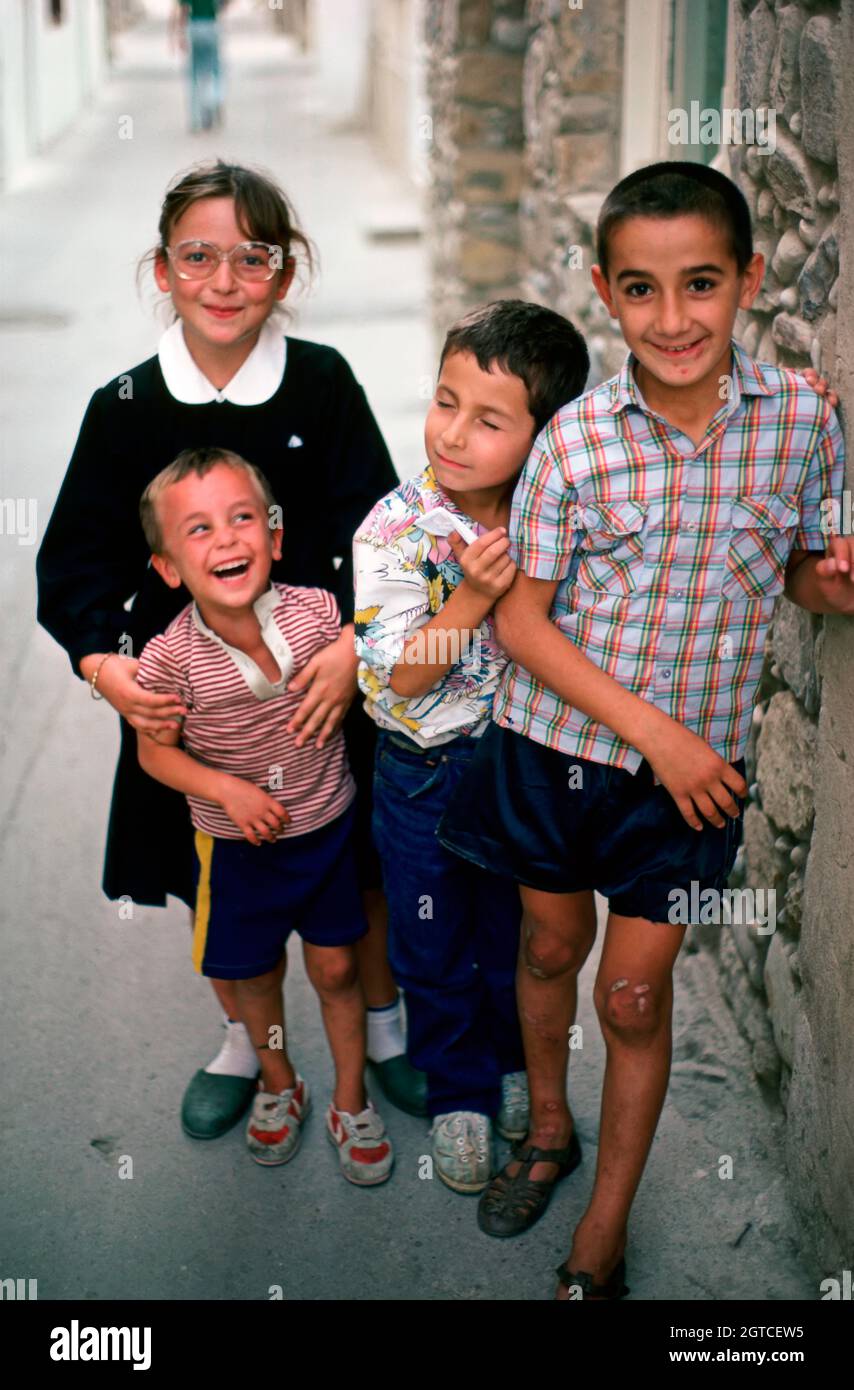 Sept 1986 - Kusadasi, Turkey - Children in the street, Kusadasi Stock ...