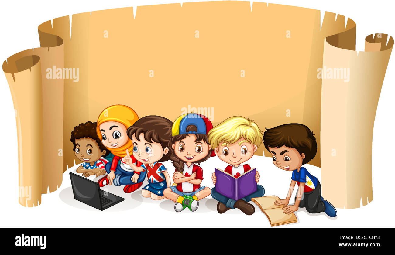 Banner template design with kids studying Stock Vector Image & Art - Alamy