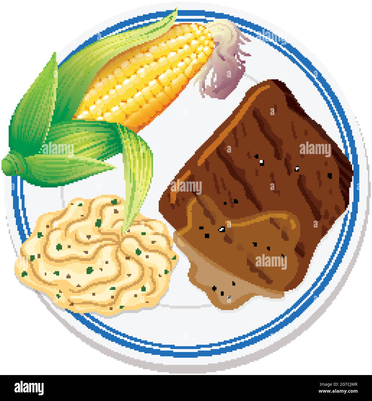 Aerial view of food on plate Stock Vector Image & Art - Alamy