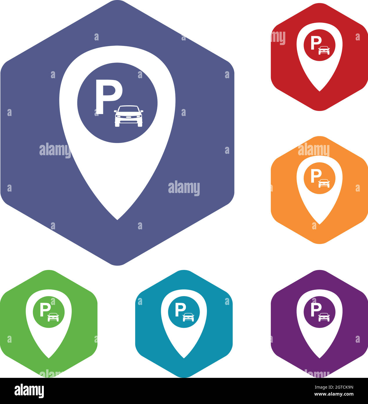 Map pointer with car parking icons set Stock Vector Image & Art - Alamy